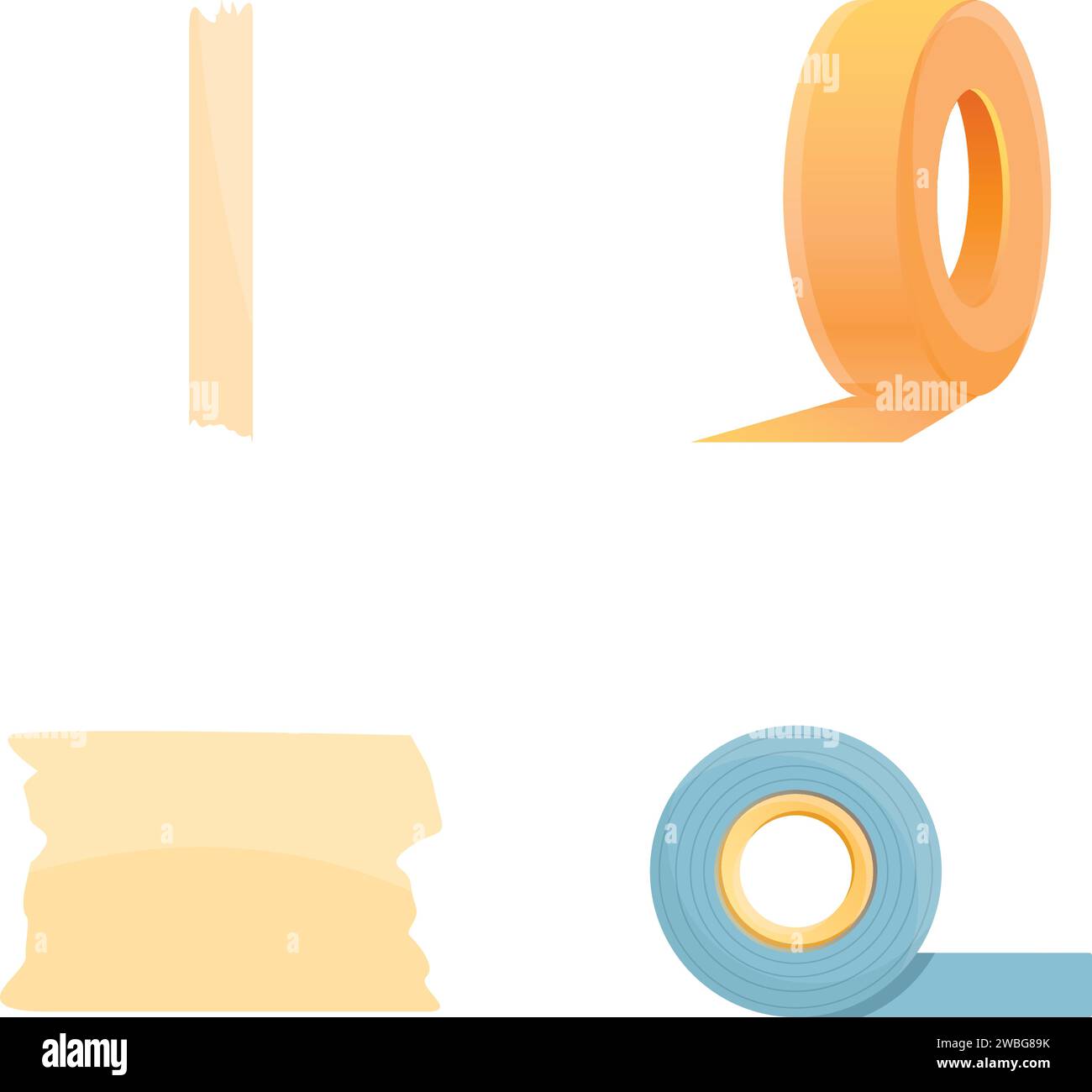 Scotch icons set cartoon vector. Various colorful roll of tape. Torn ...
