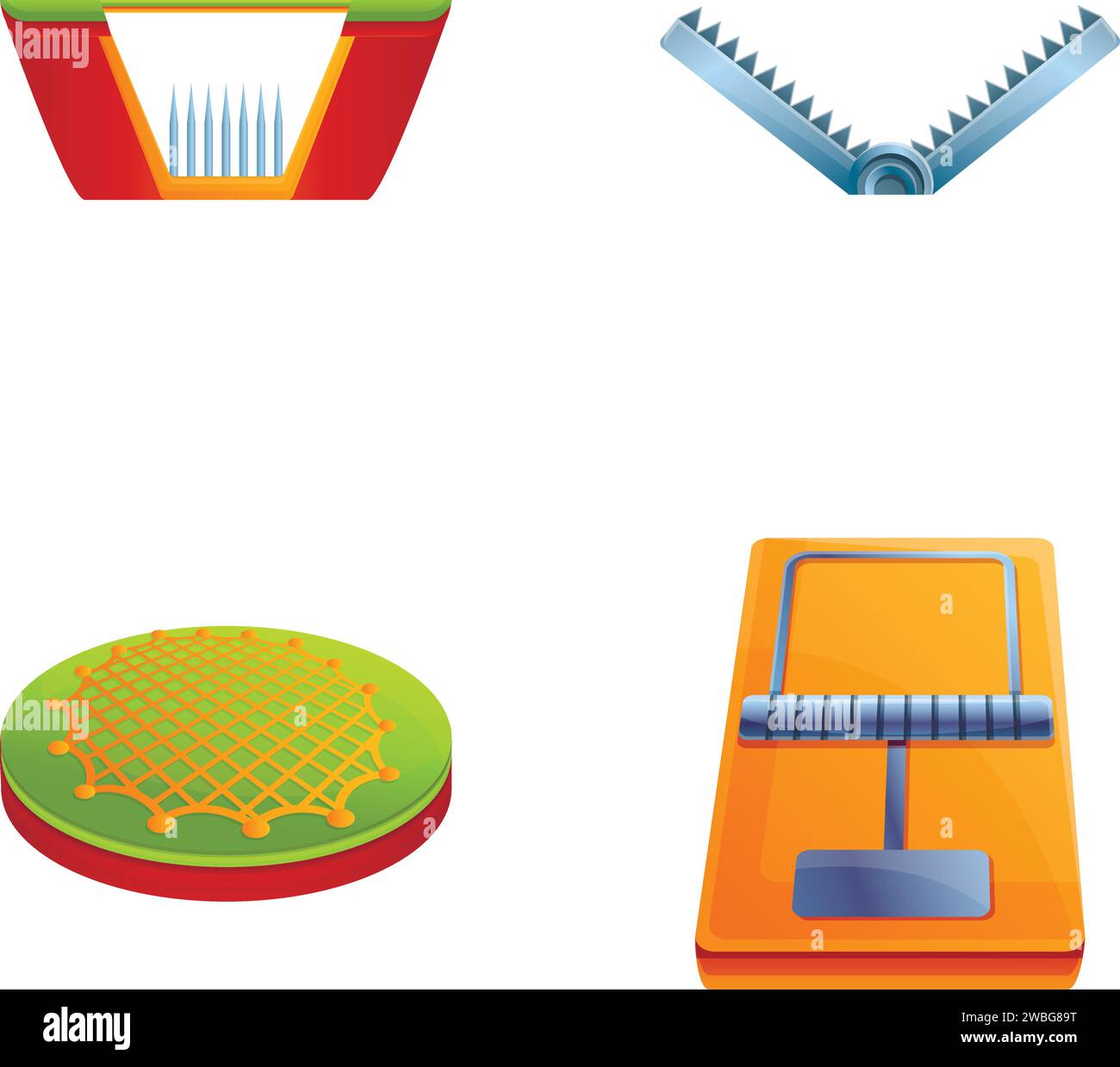 Animal trap icons set cartoon vector. Various type of animal trap ...