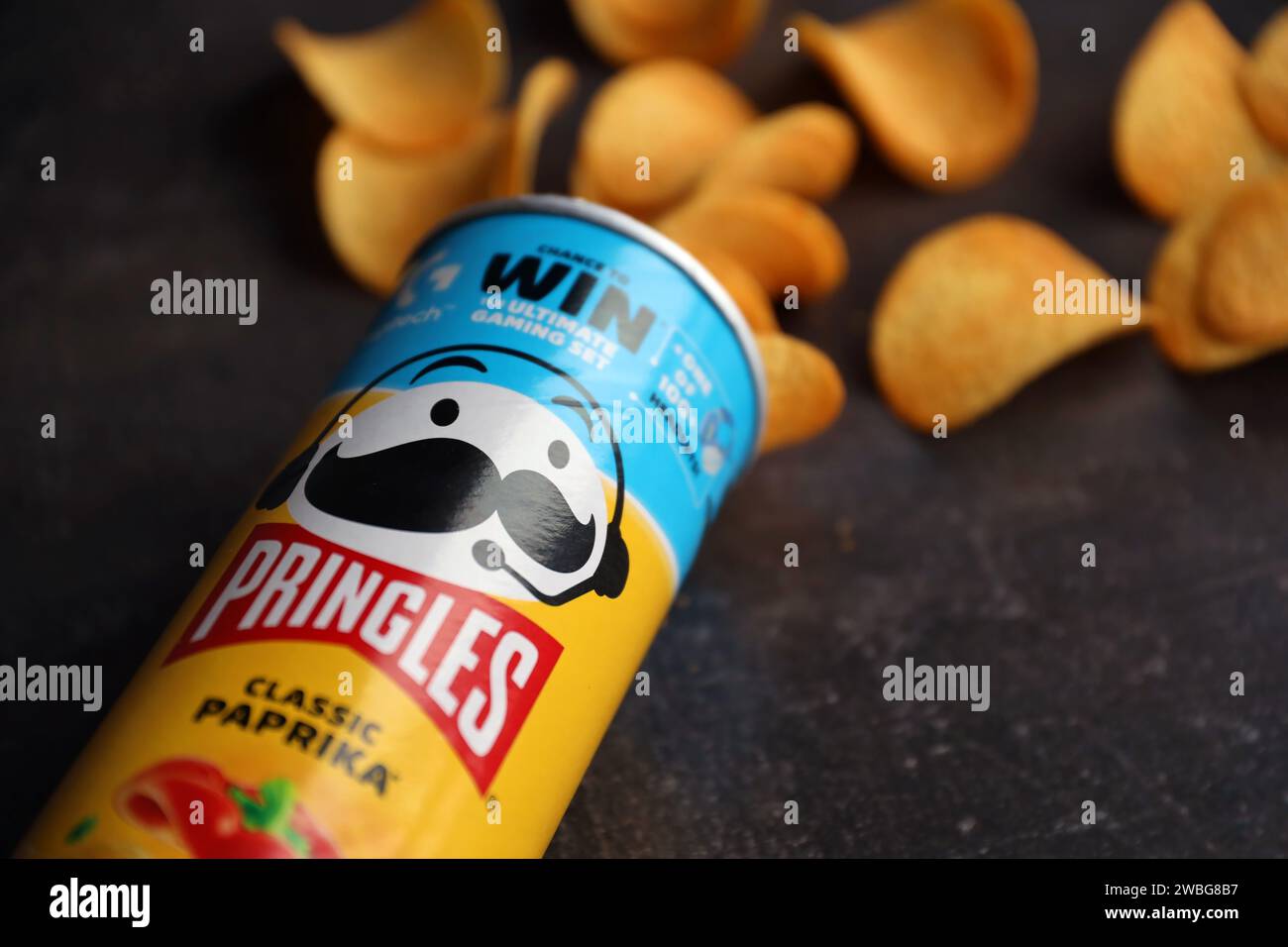 KYIV, UKRAINE - 4 MAY, 2023: Pringles tube of chips with rare classic ...