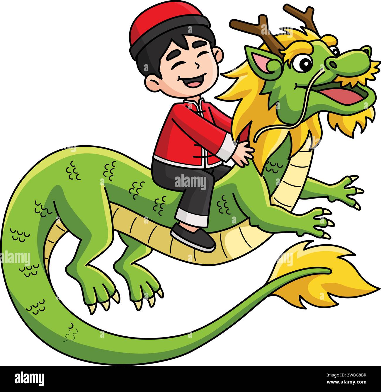 Year of the Dragon Boy Riding a Dragon Clipart Stock Vector Image & Art ...