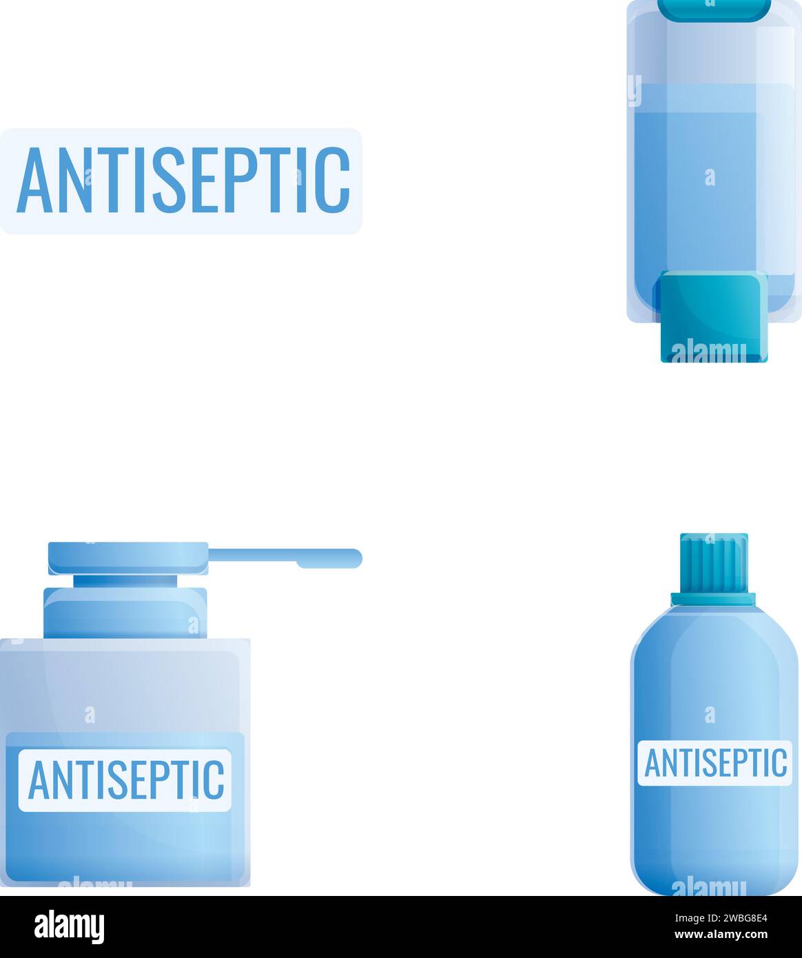 Antiseptic icons set cartoon vector. Package of antiseptic for hand and ...