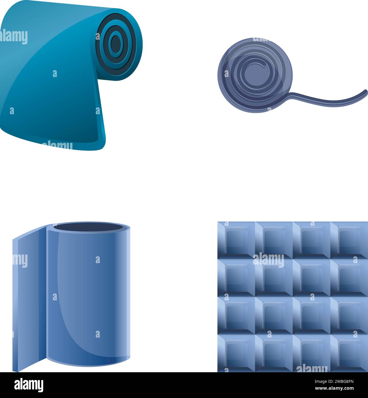 Yoga mat icons set cartoon vector. Various type of mat for exercising ...