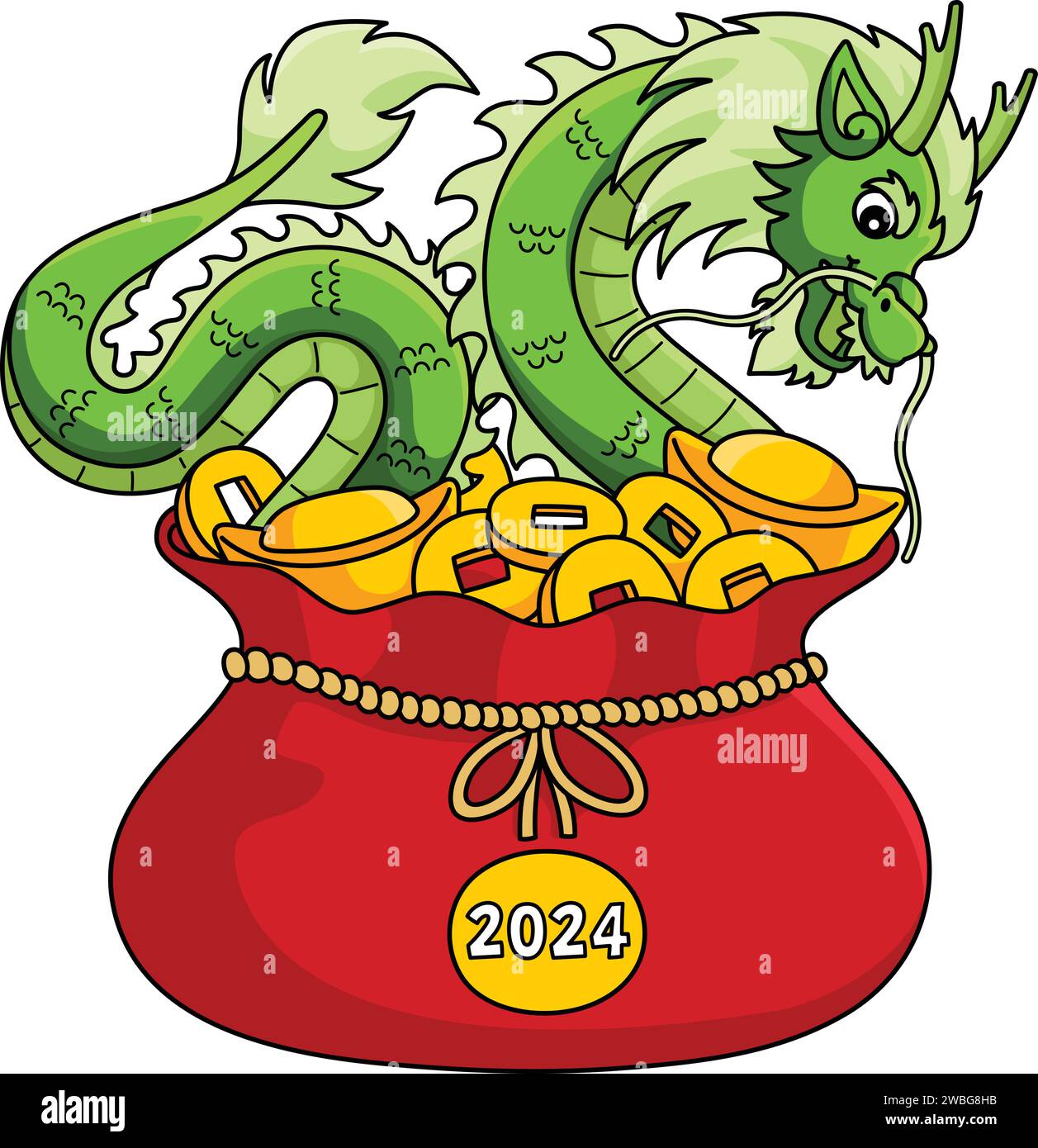 Year of the Dragon Money Cartoon Colored Clipart Stock Vector Image ...