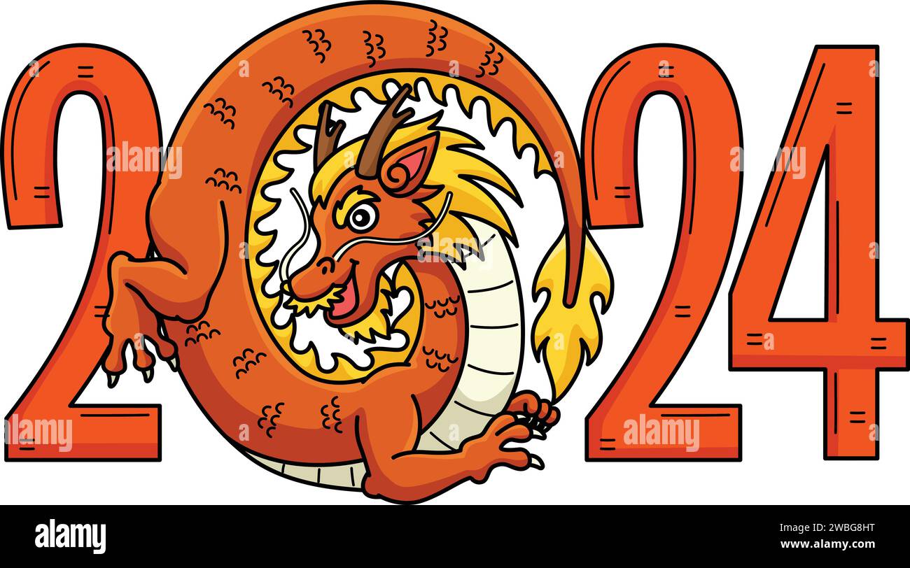 2024 Year of the Dragon Cartoon Colored Clipart Stock Vector Image ...