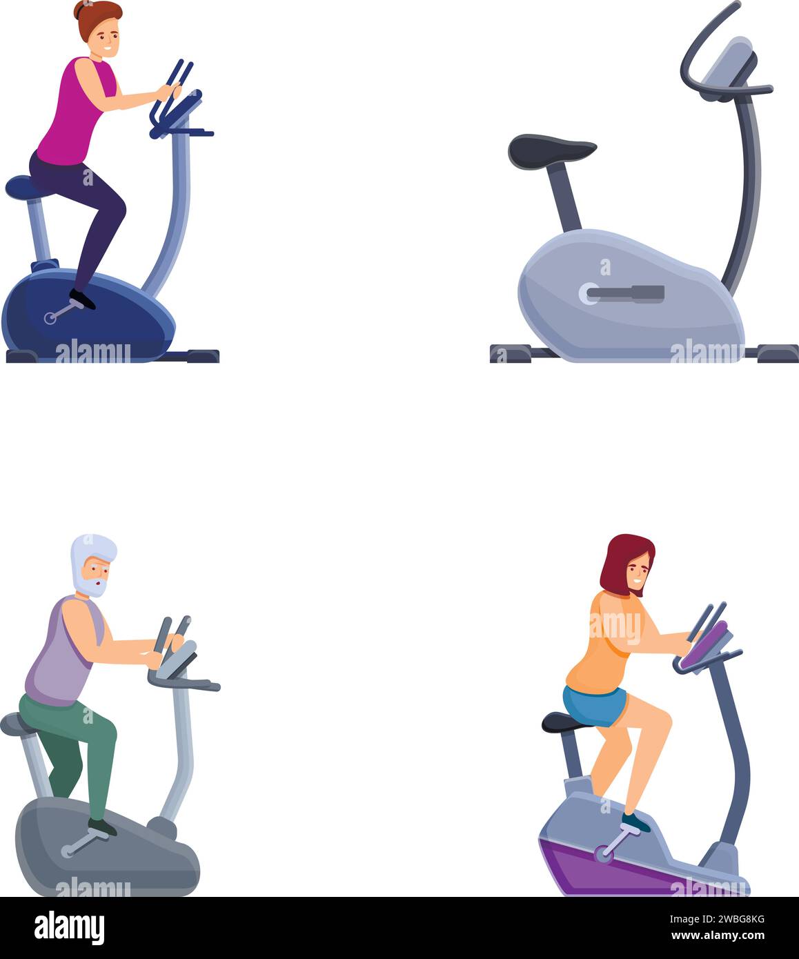Sporty human icons set cartoon vector. People train on sport exercise ...