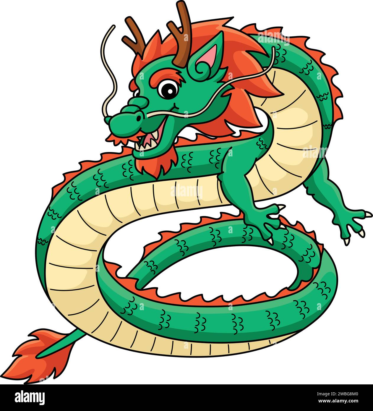 Year of the Dragon Dancing Dragon Cartoon Clipart Stock Vector Image ...