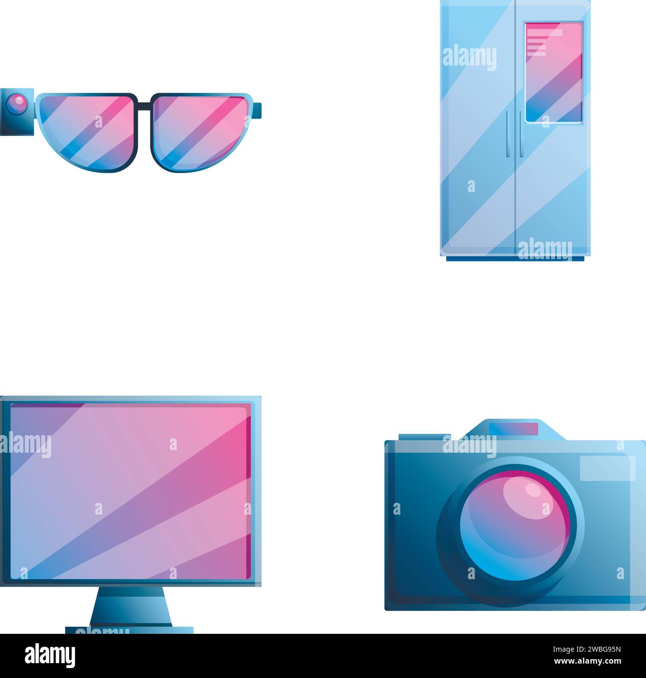 Gadget icons set cartoon vector. Computer equipment and electronic ...