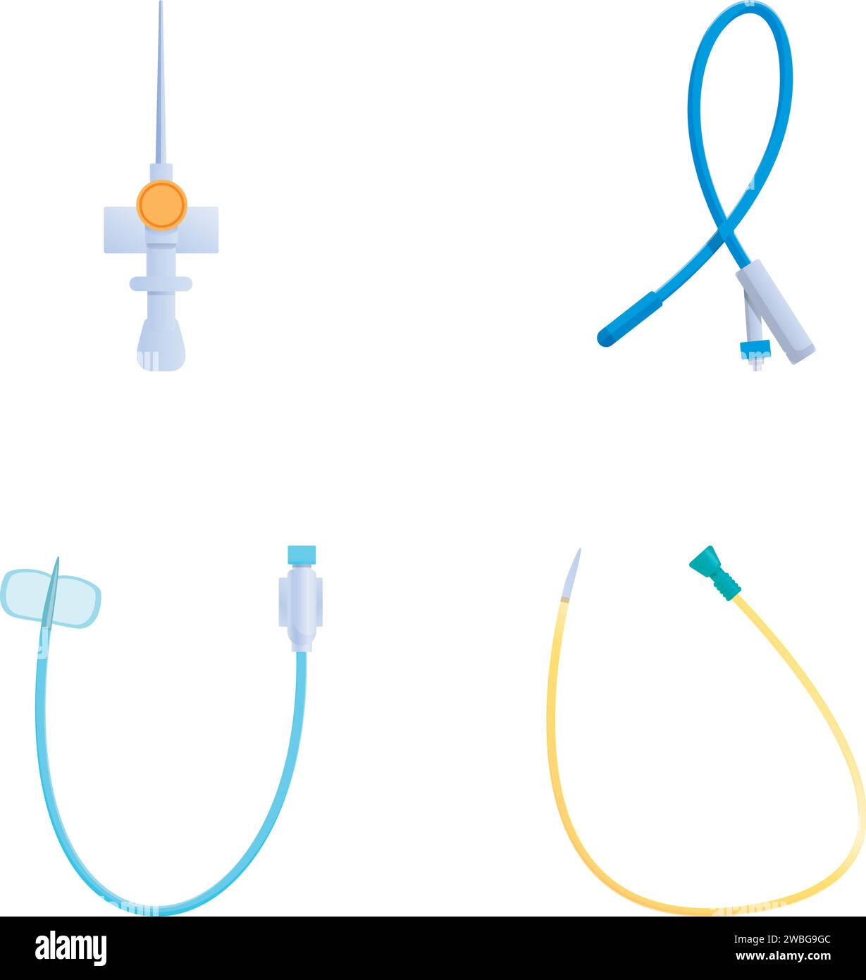 Venous catheter icons set cartoon vector. Intravenous cannula and ...