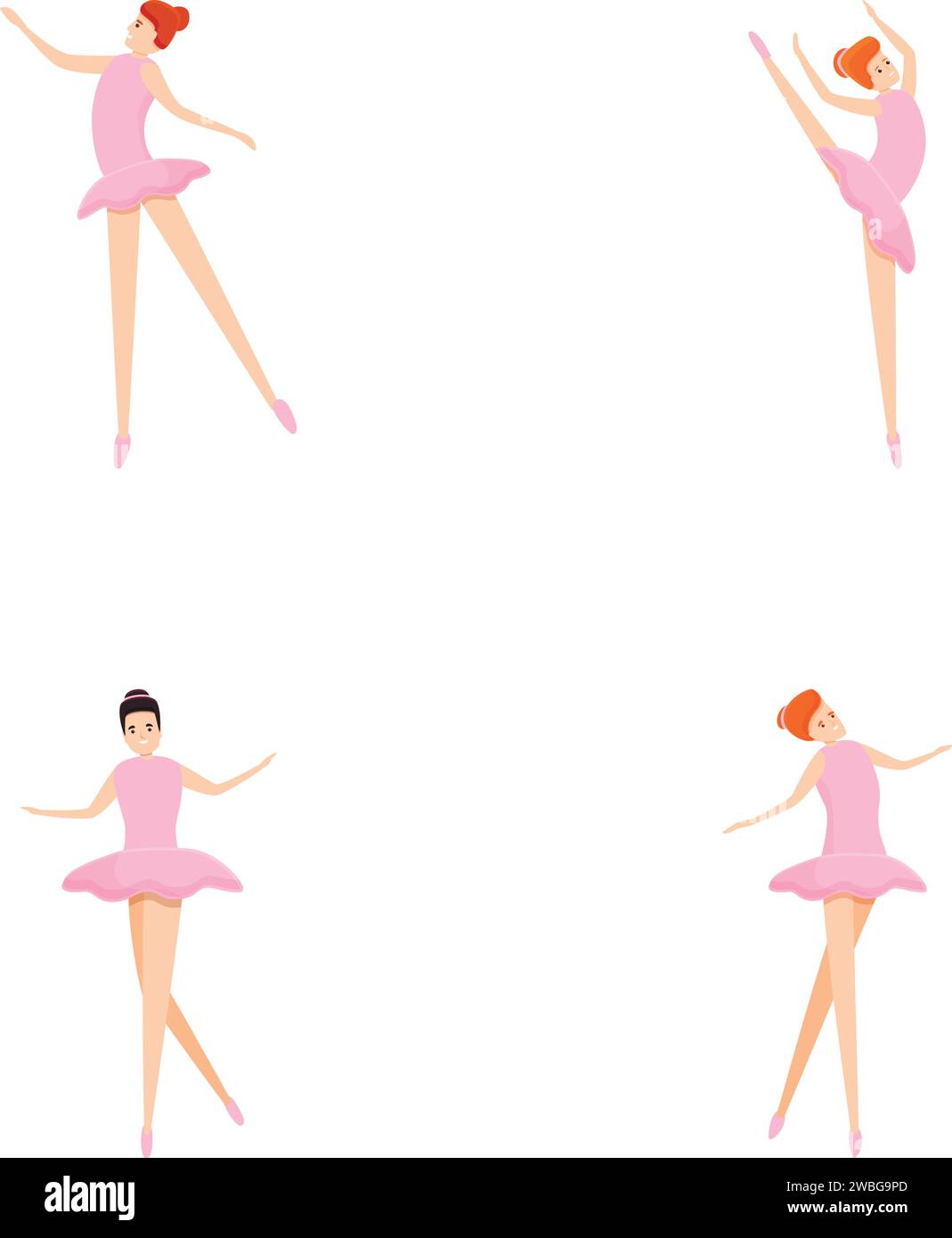 Ballerina dancer icons set cartoon vector. Ballerina girl in beautiful ...