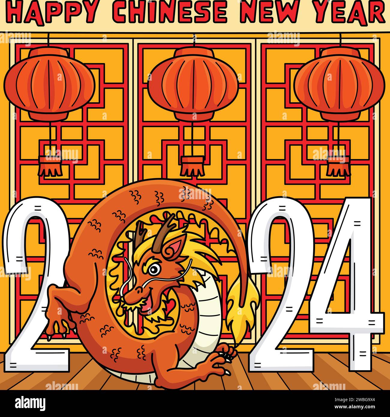 2024 Year of the Dragon Colored Cartoon Stock Vector Image & Art - Alamy
