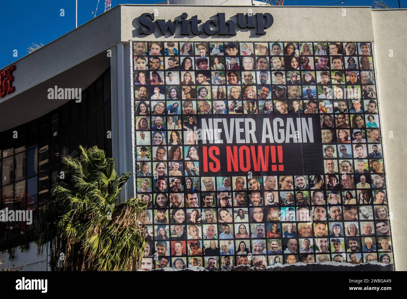 Tel Aviv, Israel - January 10, 2024 Posters of the face of the hostages ...