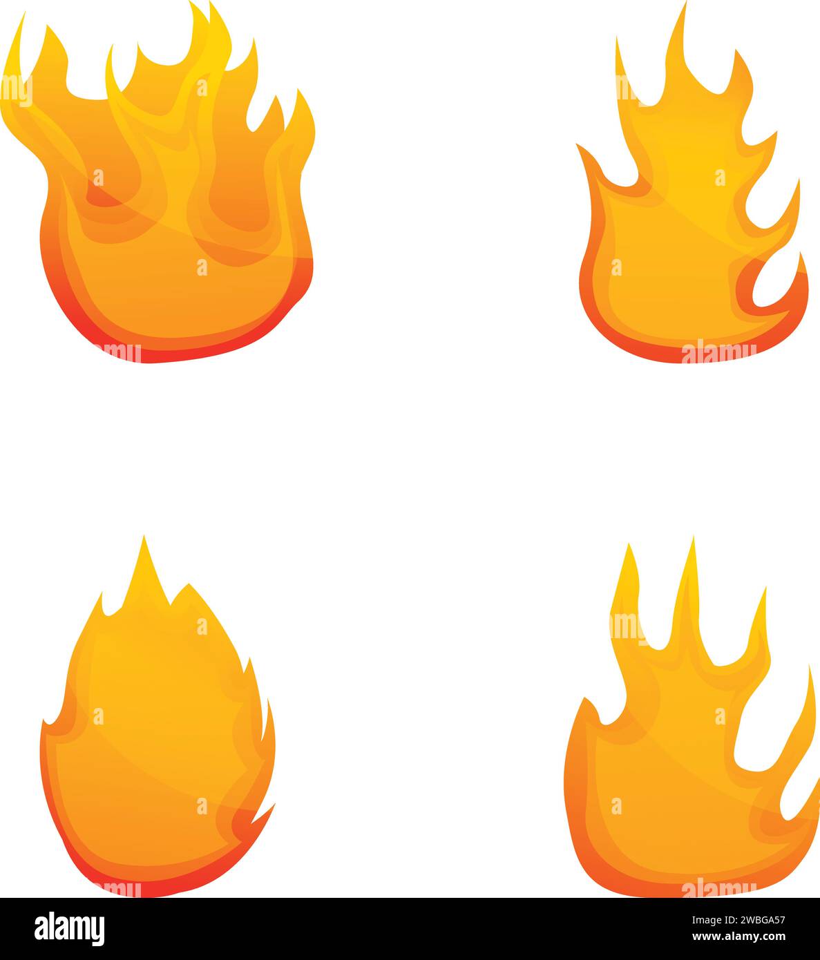 Fire icons set cartoon vector. Hot flaming element. Bonfire, campfire ...