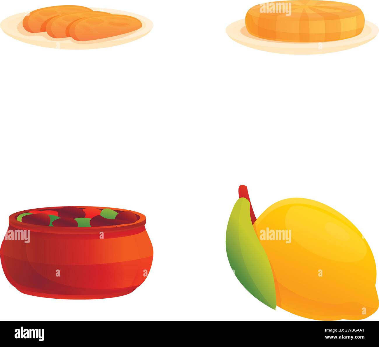 Greek cuisine icons set cartoon vector. Various traditional dish of ...