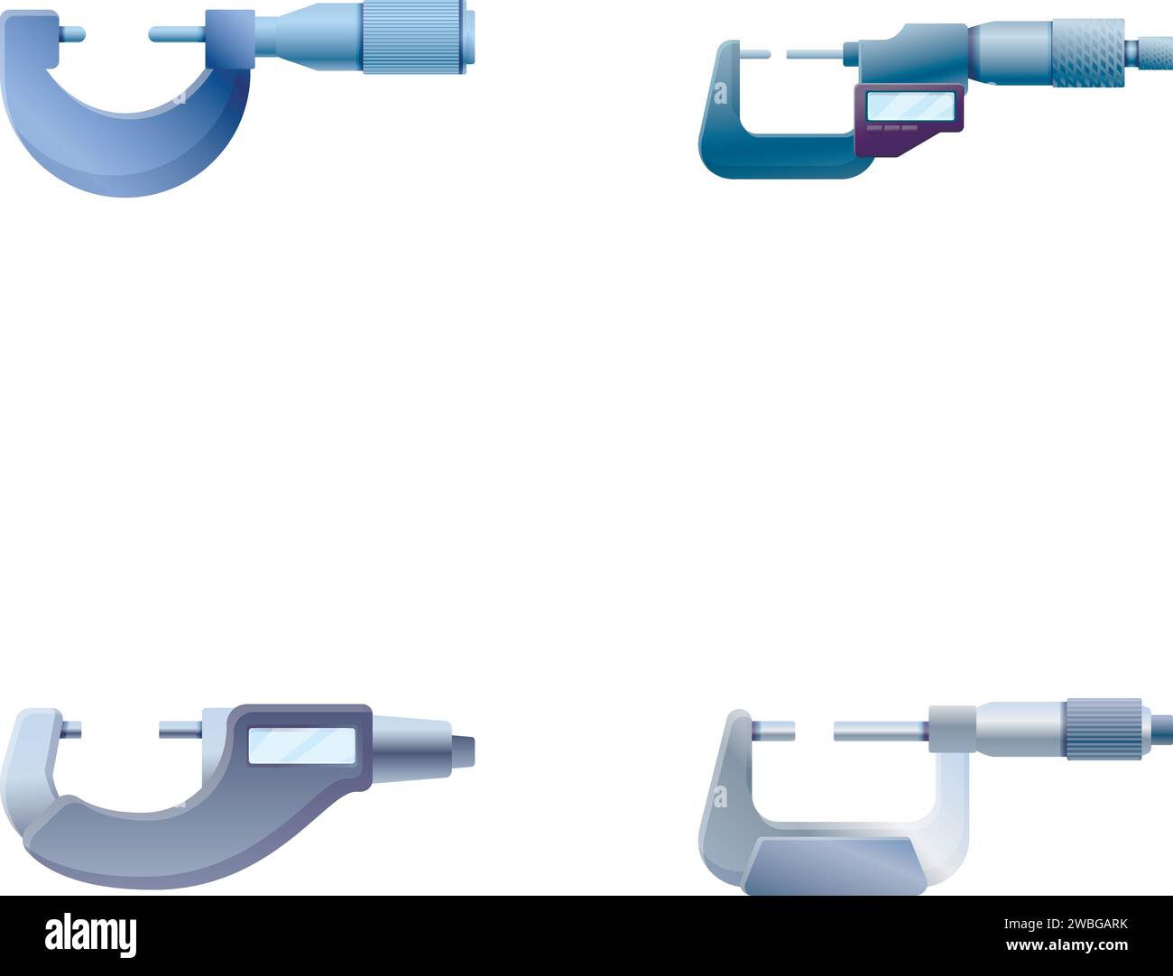 Micrometer icons set cartoon vector. Various type of micrometer ...