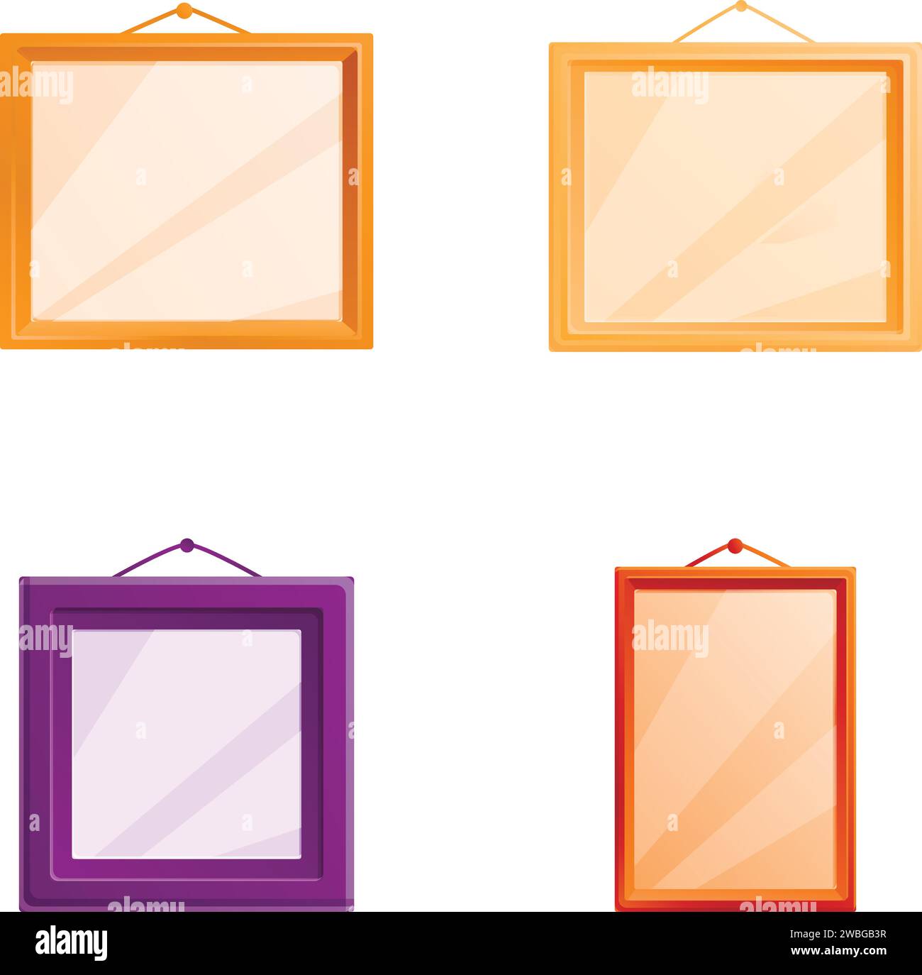 Photo frame icons set cartoon vector. Various empty decorative frame on ...