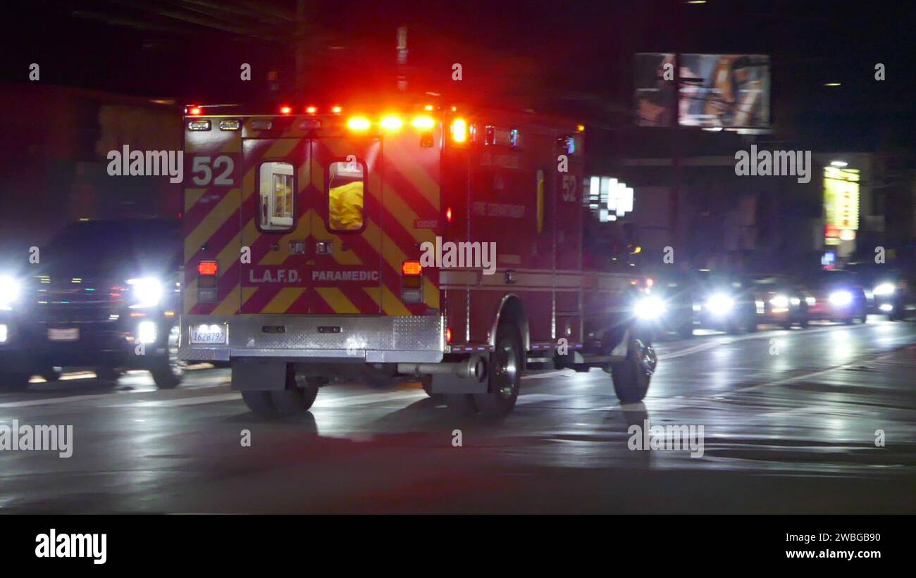 Los Angeles, California, USA 9th January 2024 Ambulance on January 9 ...