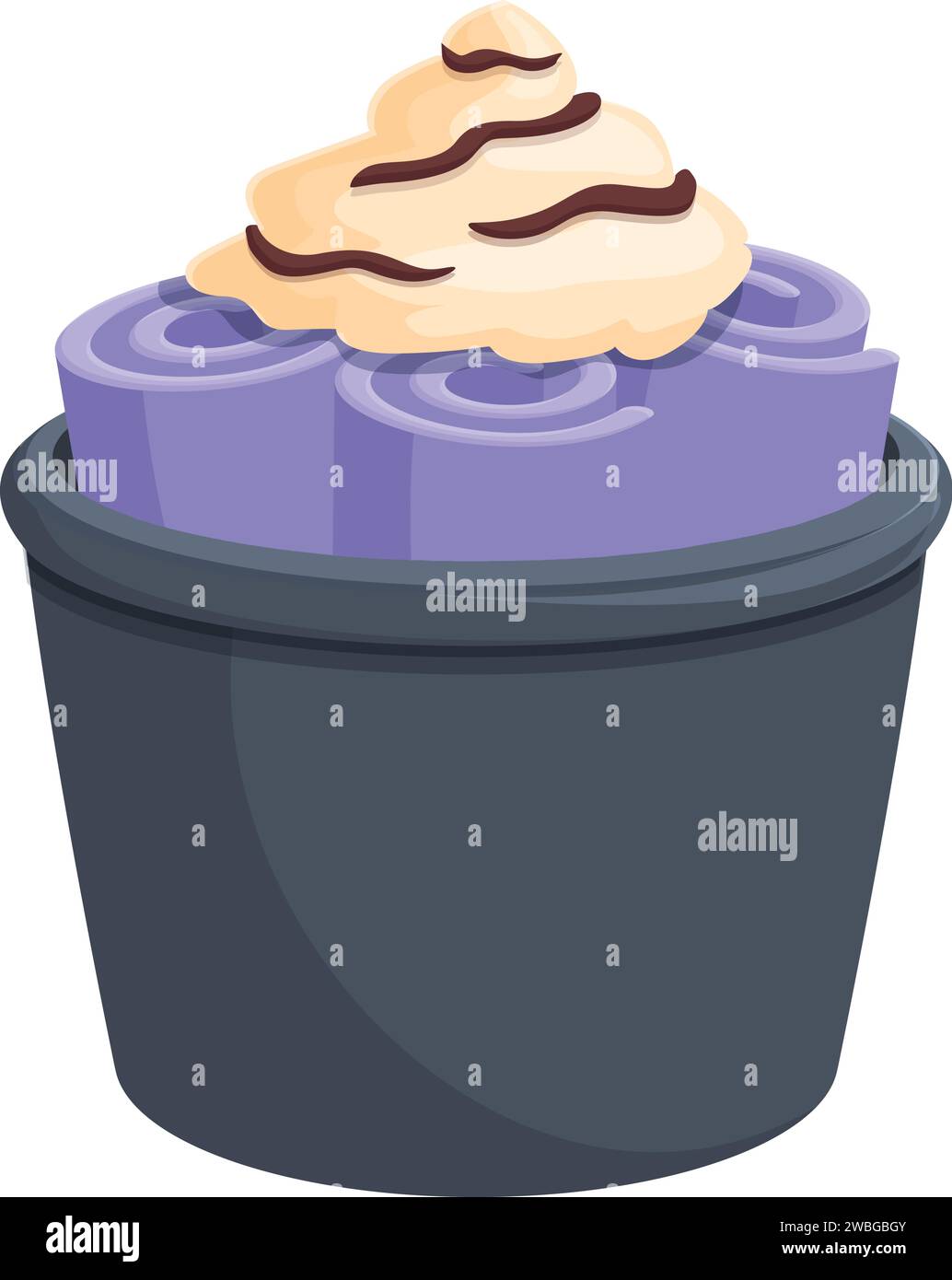 Gourmet ice cream icon cartoon vector. Roll fried food. Asian candy ...