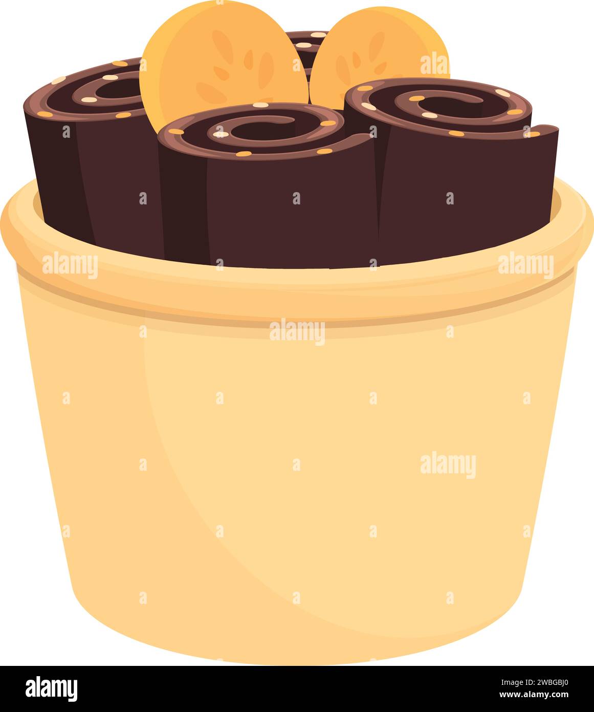 Chocolate ice cream roll icon cartoon vector. Fruit menu. Cup gourmet ...