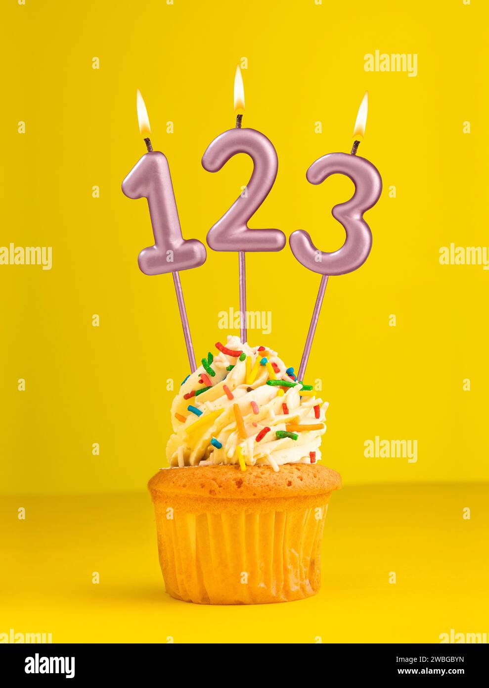 Birthday candle number 123 - Invitation card with yellow background ...