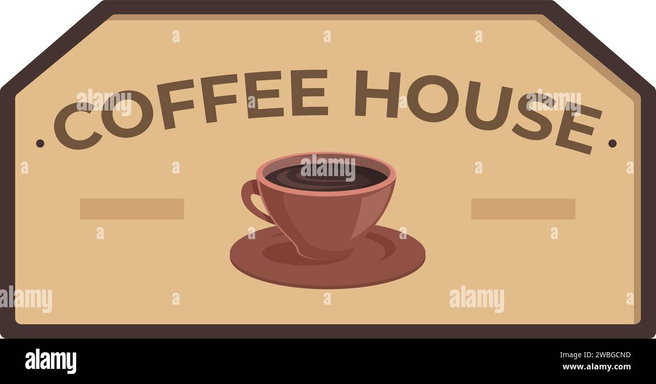 Coffee cup banner icon cartoon vector. Street cafeteria. Bakery front ...