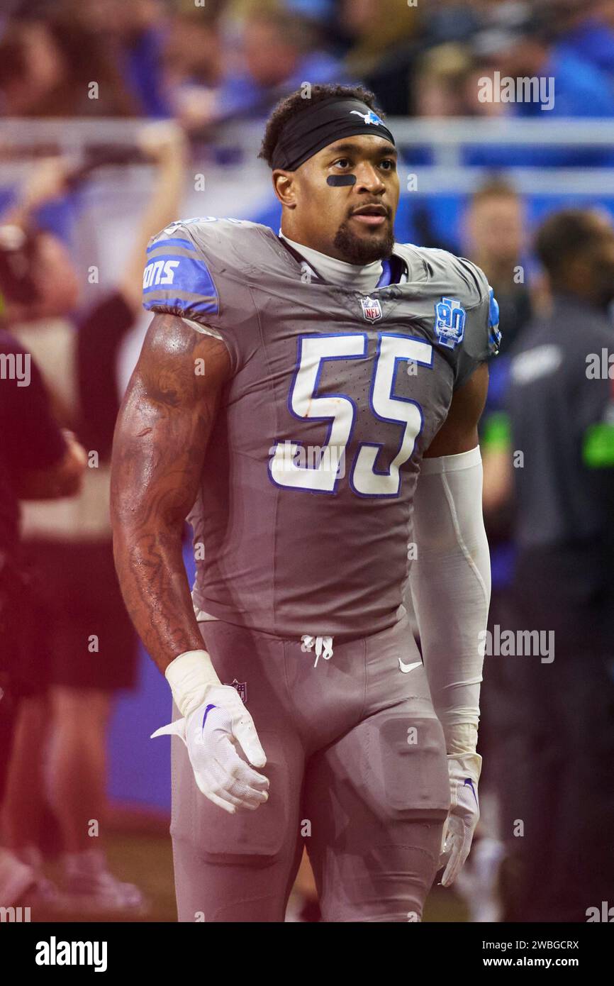 Detroit Lions linebacker Derrick Barnes (55) walks off the field ...