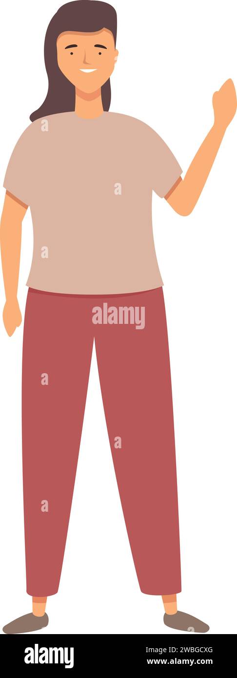 Say hi to school girl icon cartoon vector. Motion healthy. River play ...