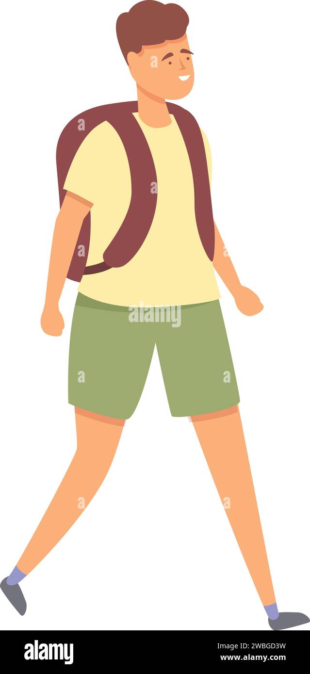 After school boy walk icon cartoon vector. Educational happiness ...