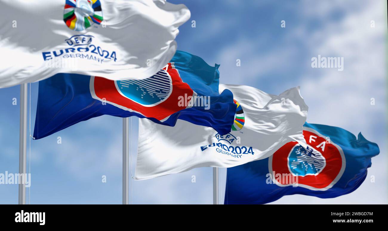 Berlin, DE, Jan 9 2023: UEFA and UEFA Euro 2024 European Football ...