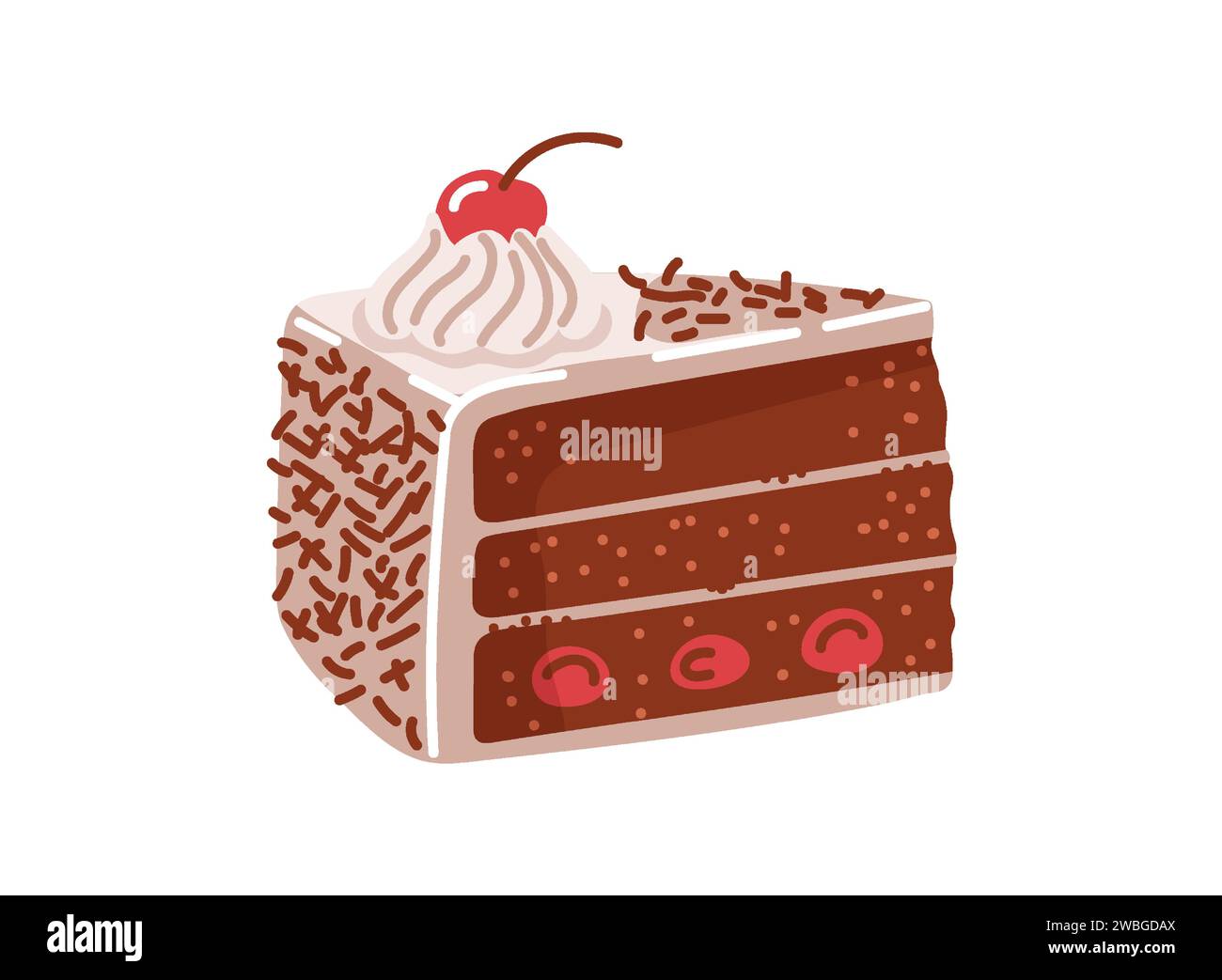 Piece of black forest cake sweet pasty from germany.Vector illustration ...