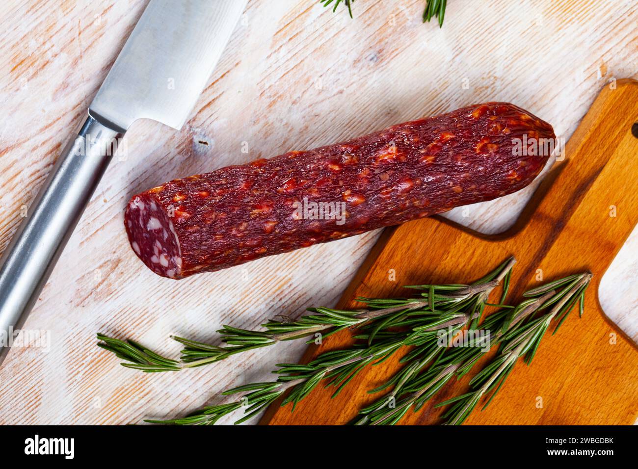 Raw smoked semi-dry Braunschweiger sausage Stock Photo - Alamy