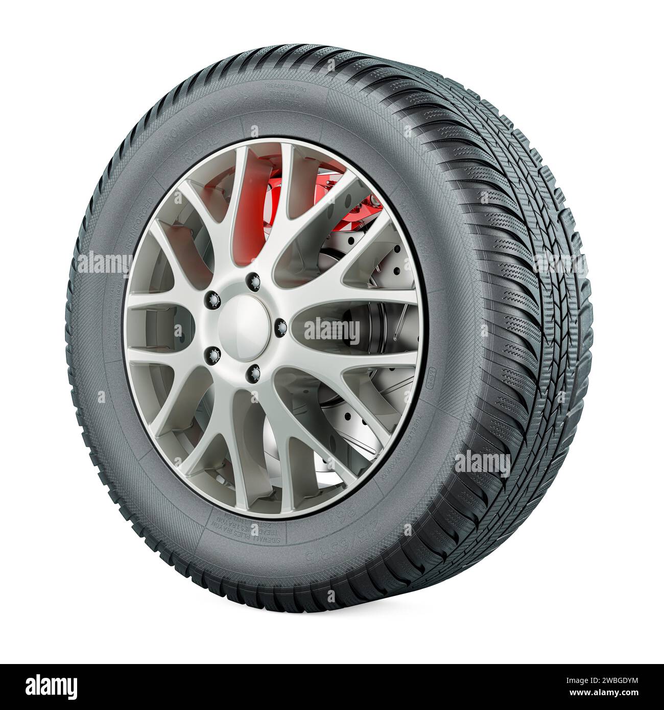 Car wheel, 3D rendering isolated on white background Stock Photo - Alamy
