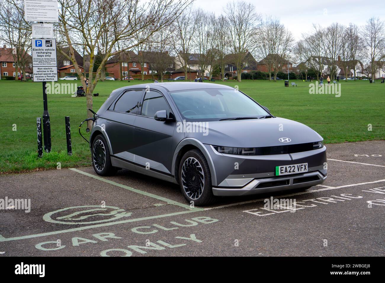 Hyundai Ioniq 5 electric car using an EV charging point Stock Photo - Alamy