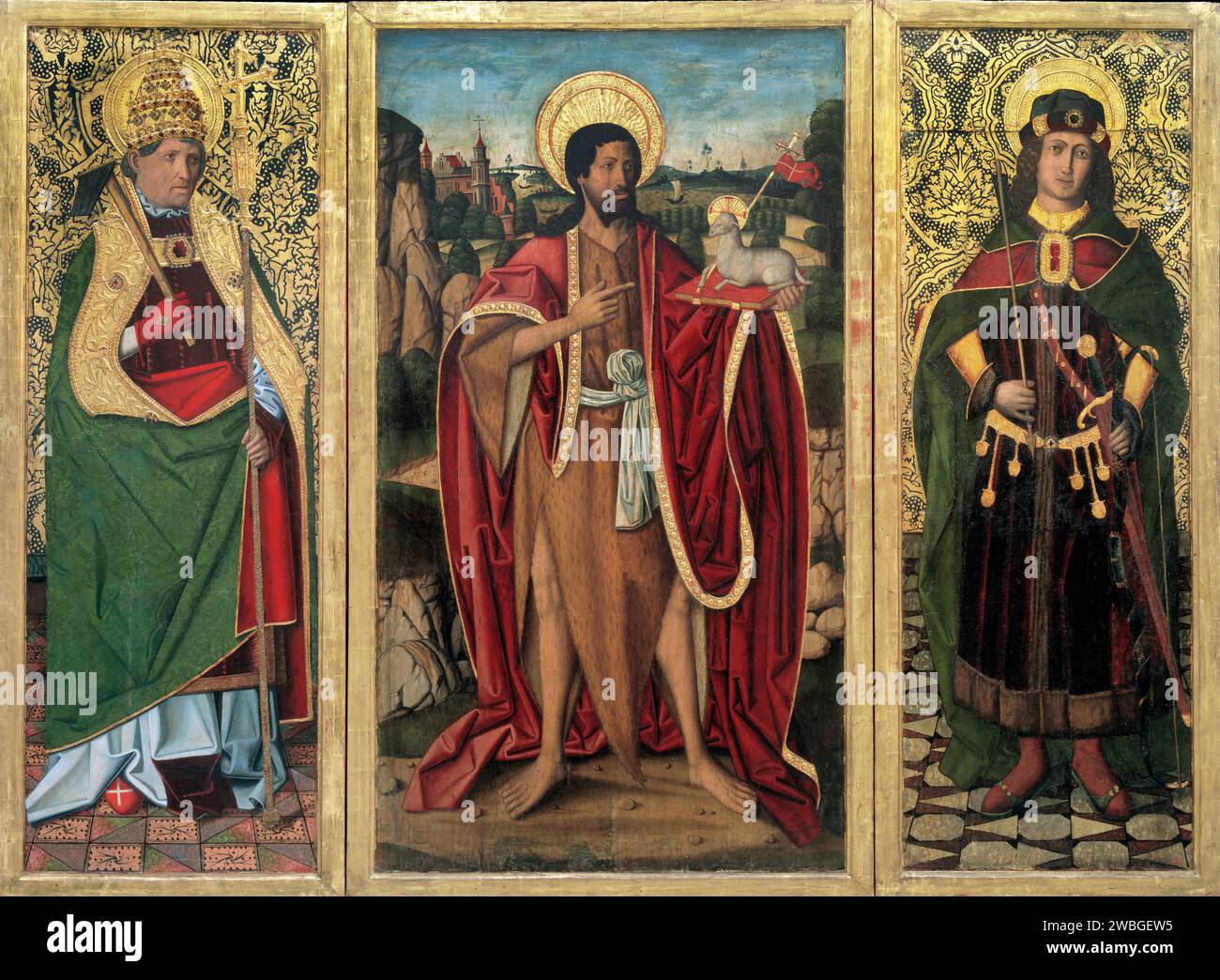 An 15th century painting of Pope Fabian with Saint Sebastian and John ...