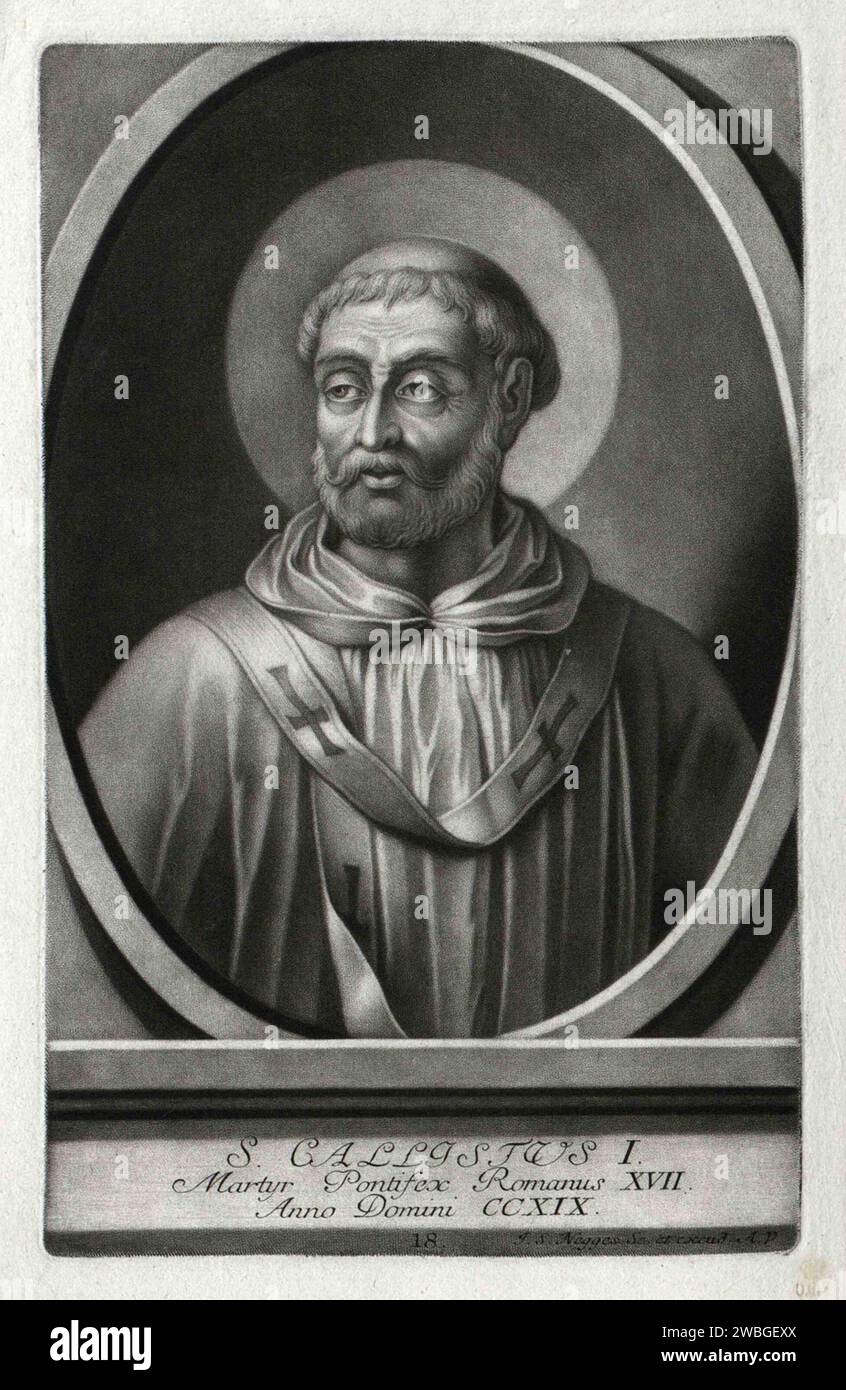 A 17th Century engraving of Pope callixtus I (also known as Pope ...