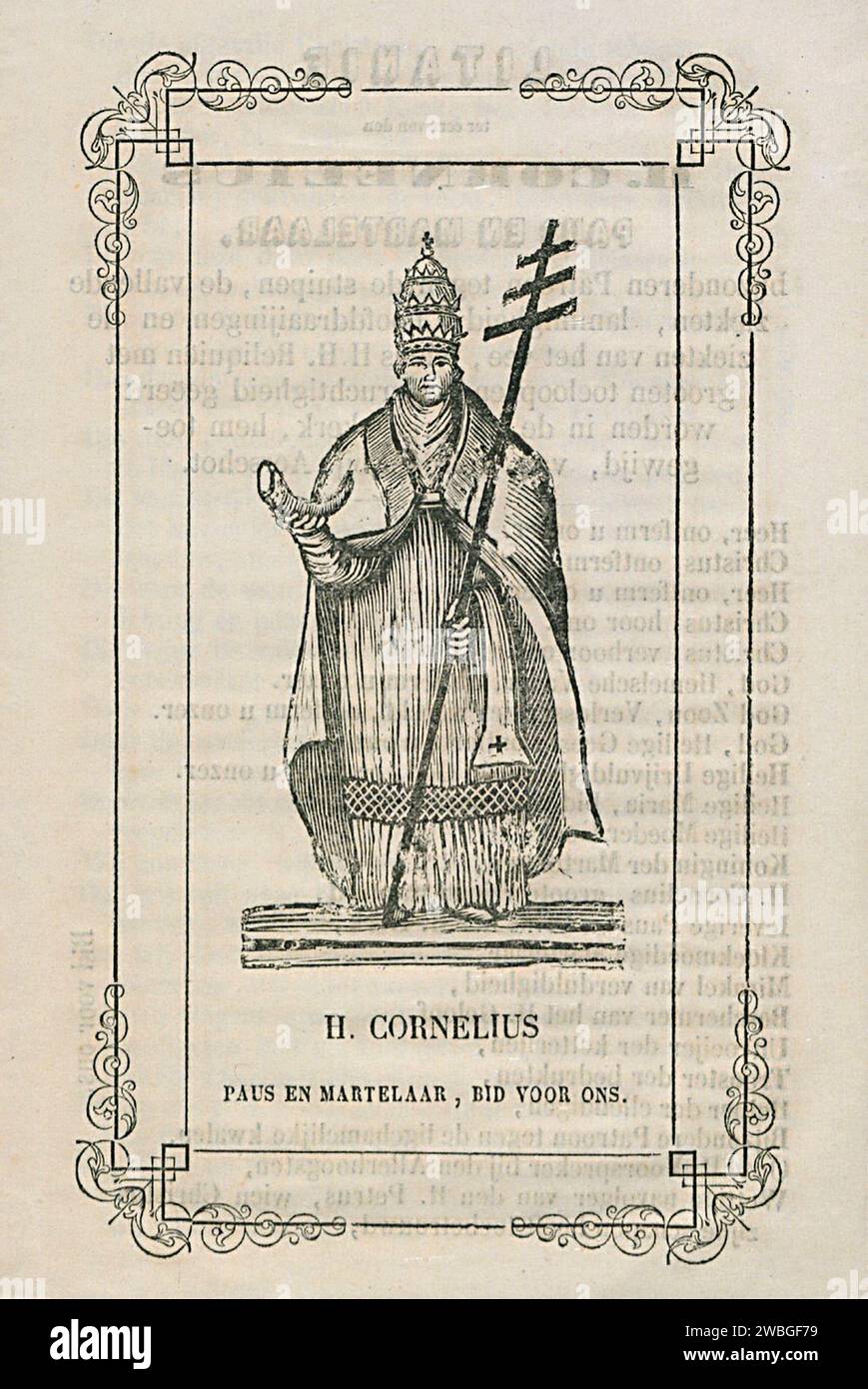 An 17th century engraving of Pope Cornelius who was pontiff from AD250 ...