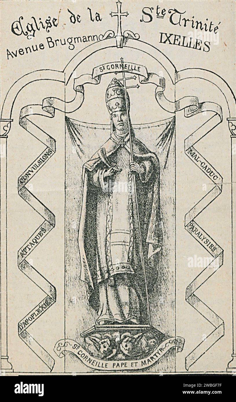 An 17th century engraving of Pope Cornelius who was pontiff from AD250 ...