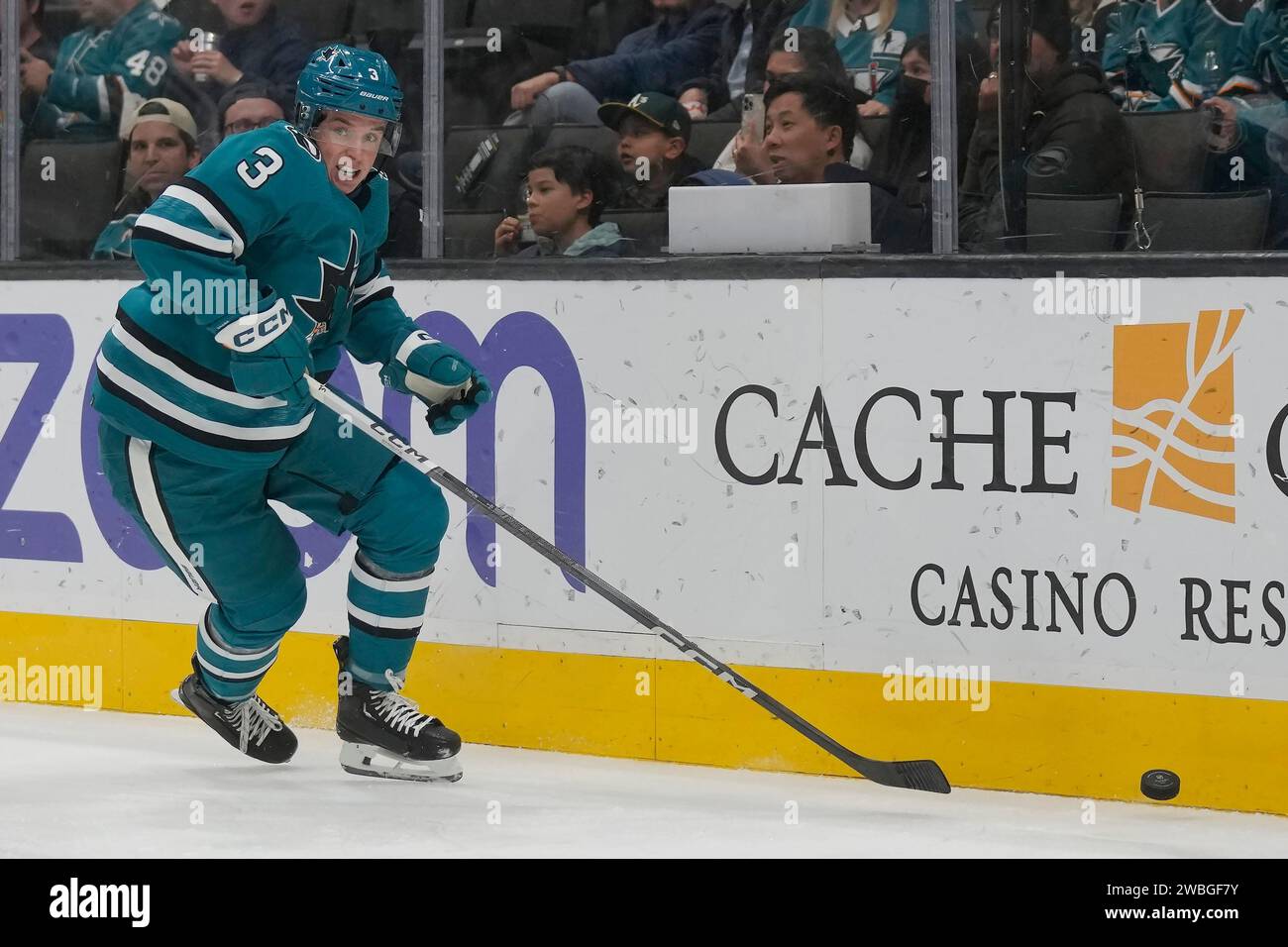 San Jose Sharks defenseman Henry Thrun (3) during an NHL hockey game ...