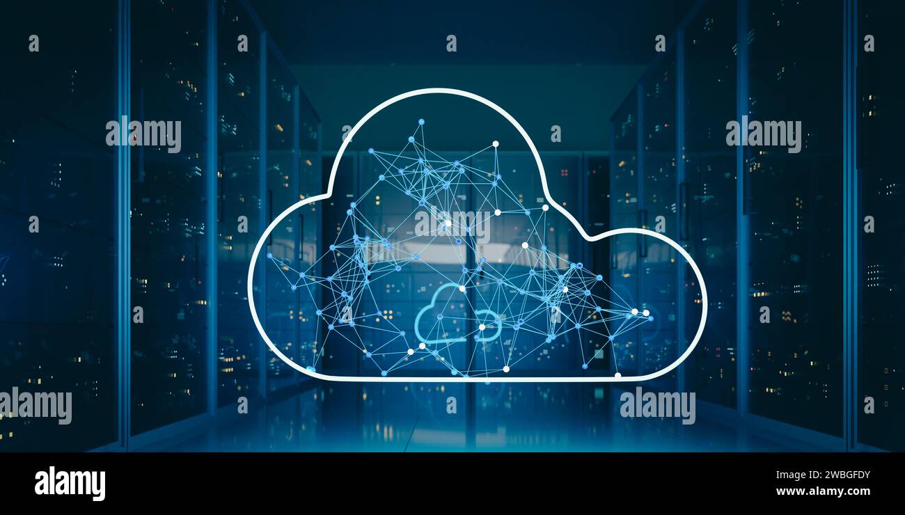 Server room for cloud computing, 3d rendering Stock Photo - Alamy
