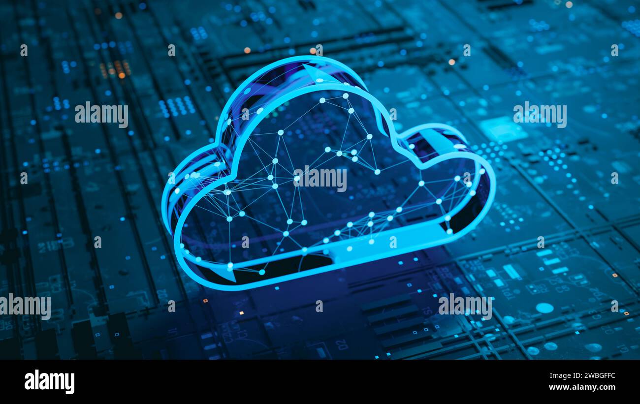 Concept representing the idea of cloud computing, 3d rendering Stock Photo - Alamy