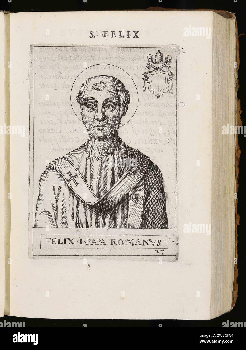 An 1580 engraving of Pope Felix I who was pontiff from AD268-AD274. He ...
