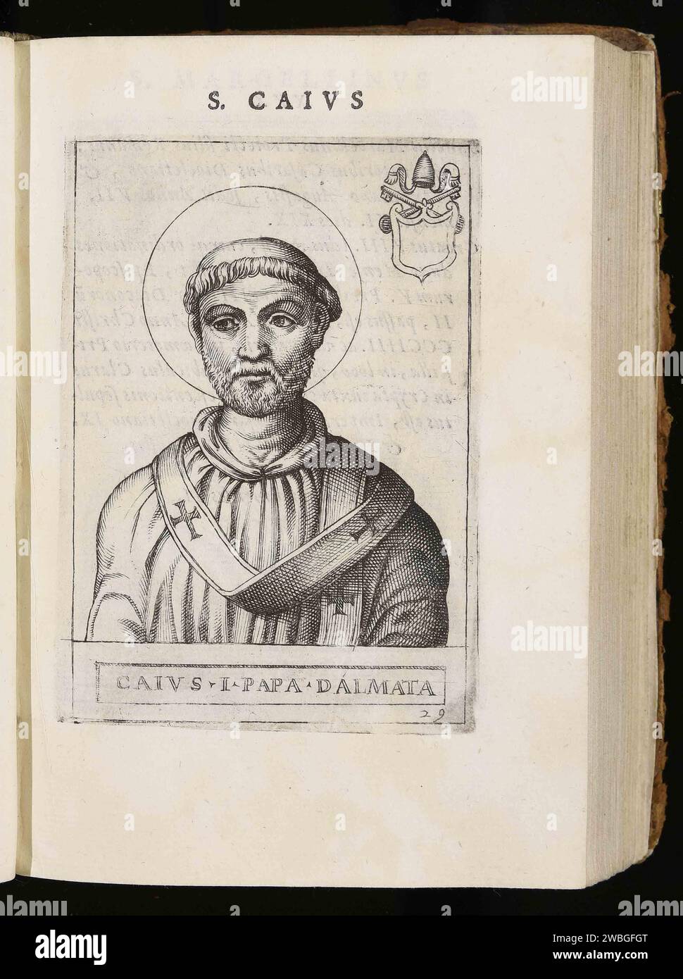 An 1580 engraving of Pope Caius who was pontiff from AD283-AD296. He ...