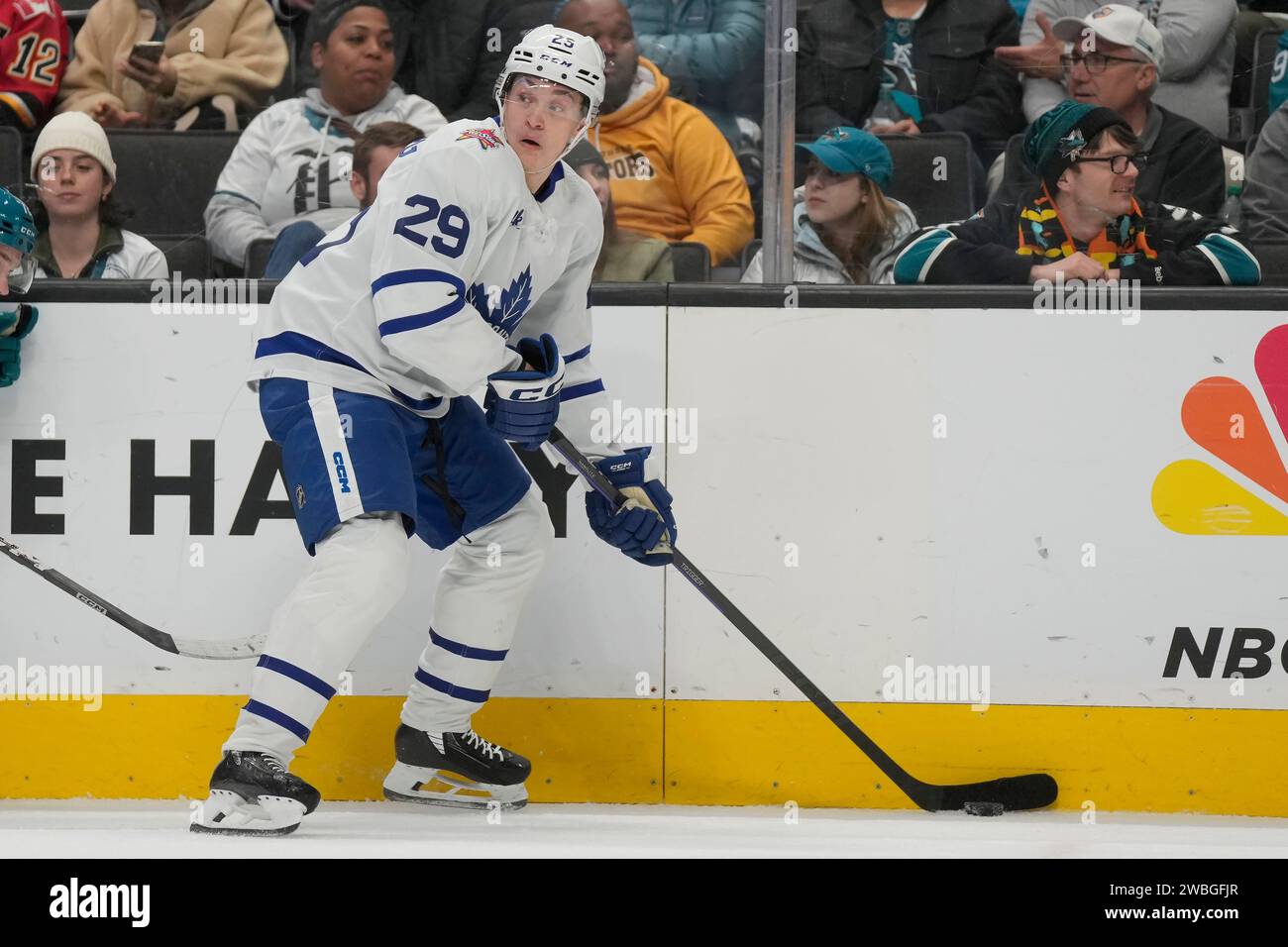 Toronto Maple Leafs right wing Pontus Holmberg (29) against the San ...