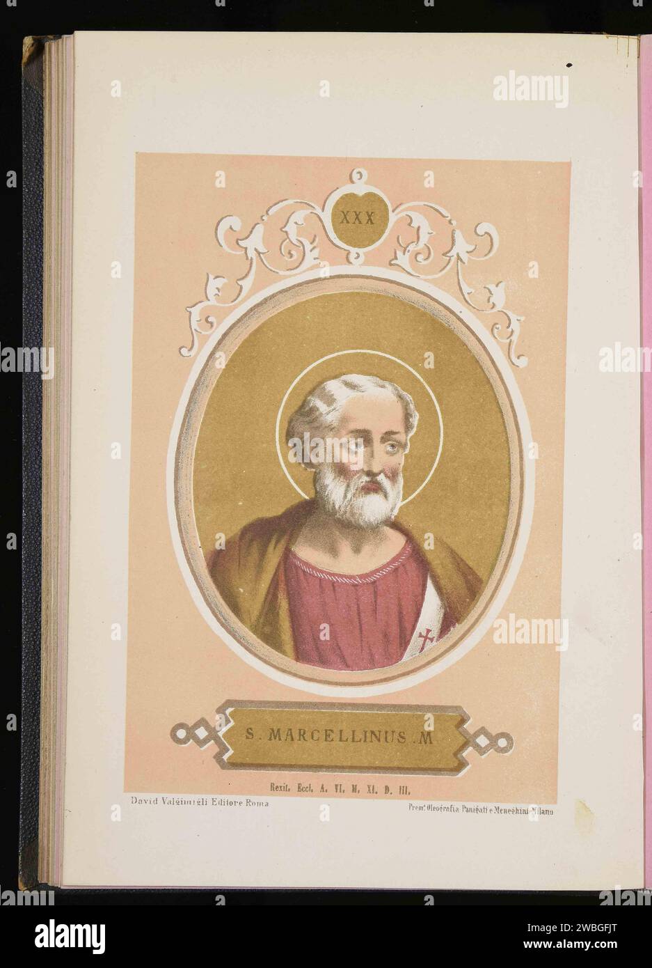 An 1879 engraving of Pope Marcellinus who was pontiff from AD296-AD304 ...