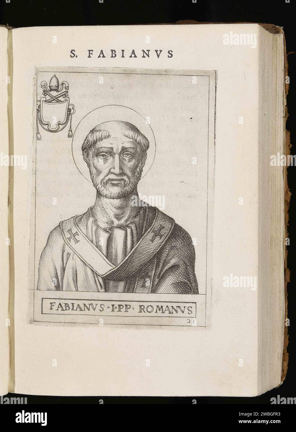 An 1580 engraving of Pope Fabian who was pontiff from AD236-AD250. He ...