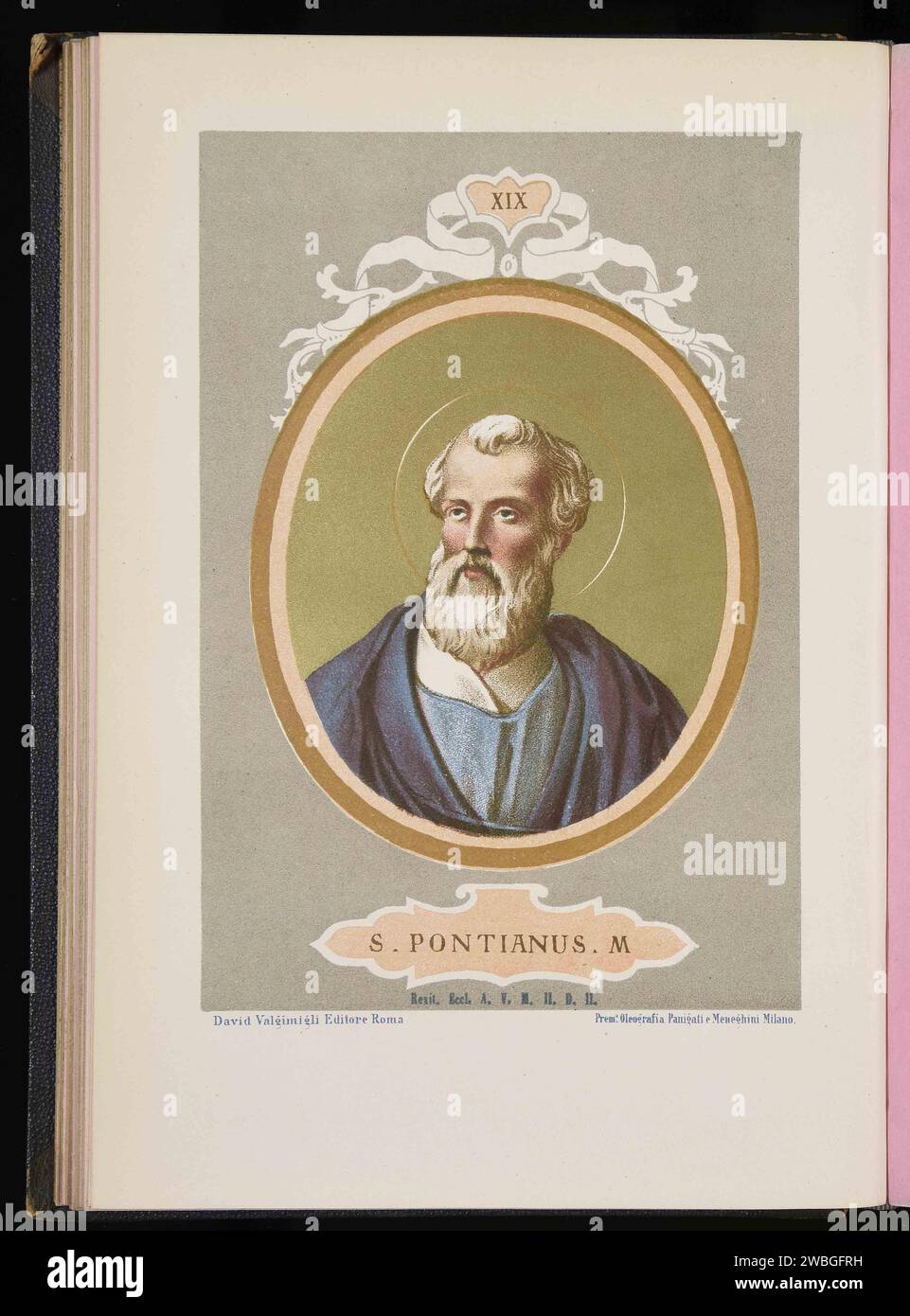 An 1879 engraving of Pope Pontian who was pontiff from AD230 to AD235 ...