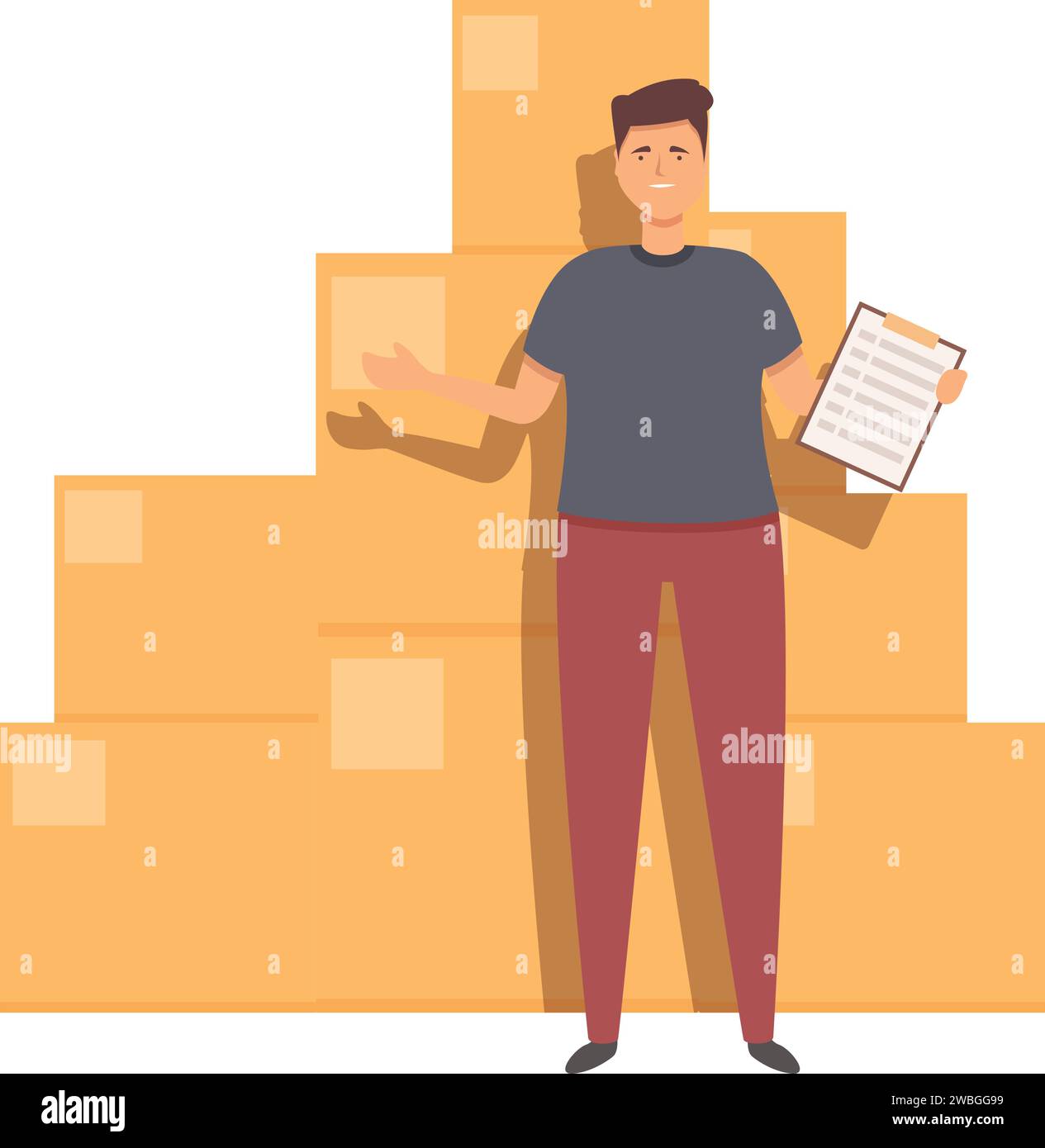 Warehouse box stack icon cartoon vector. Computer box. Container labor ...