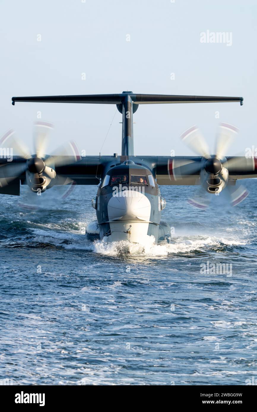 A Japan Maritime Self-Defense Force ShinMaywa US-2 taxis back to base ...
