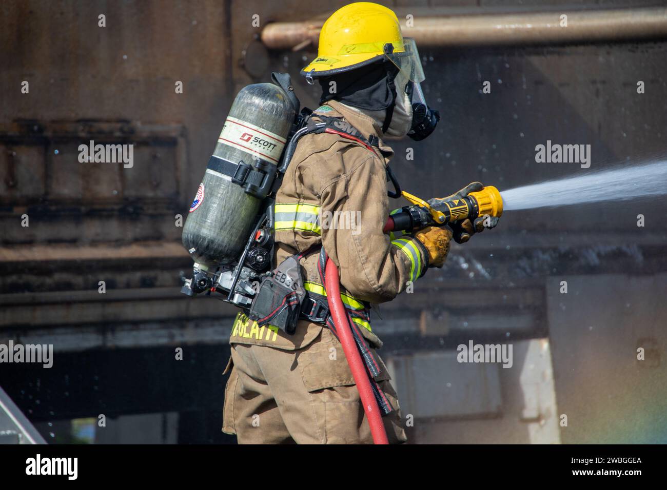 U.S. Marines with Aircraft Rescue and Fire Fighting (ARFF) assigned to ...