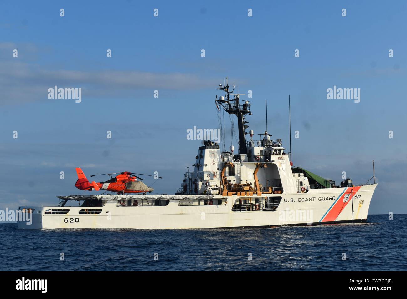 The U.S. Coast Guard Cutter Resolute (WMEC 620) conducts small boat and ...