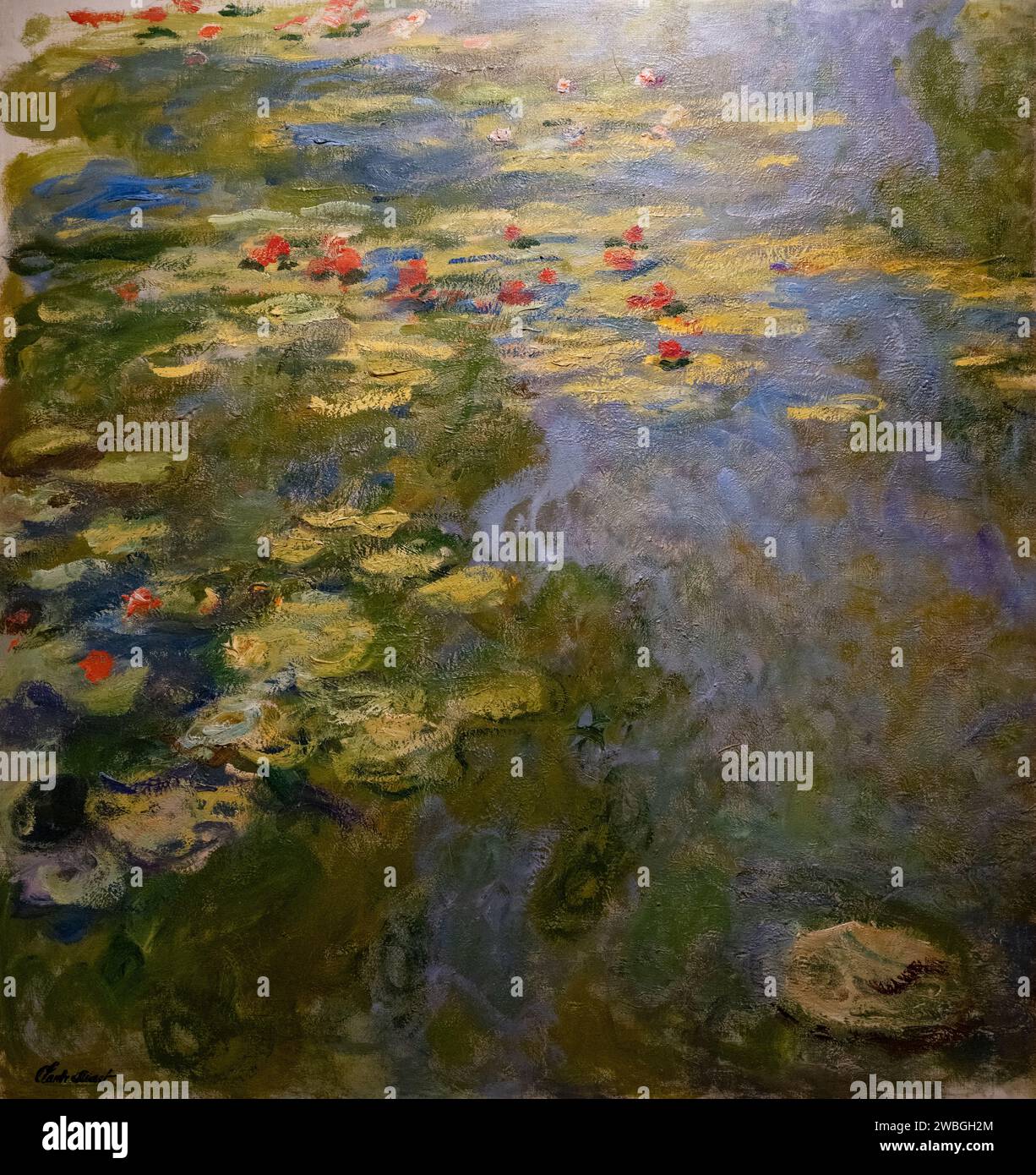painting "Water Lily Pond" by Claude Monet from 1917-1919 Stock Photo ...